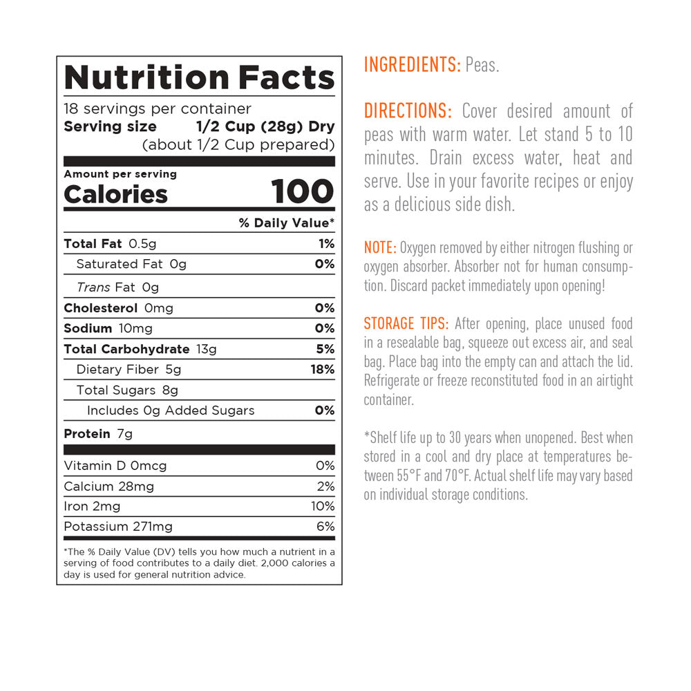 Emergency Essentials® Freeze-Dried Green Peas Large Can – Be Prepared ...